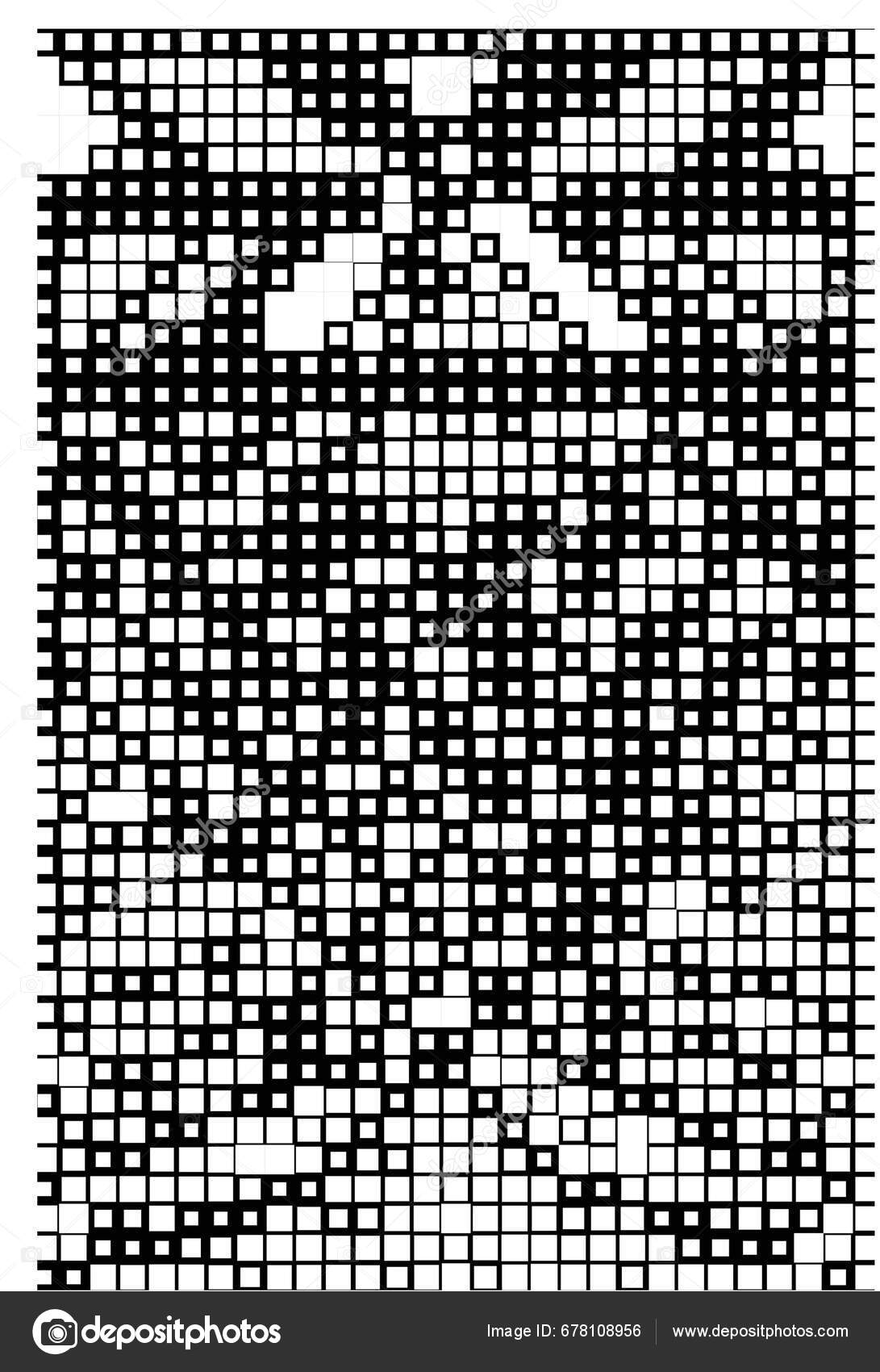 Pixel Mosaic Based Square Icon Black White Abstract Background Stock ...