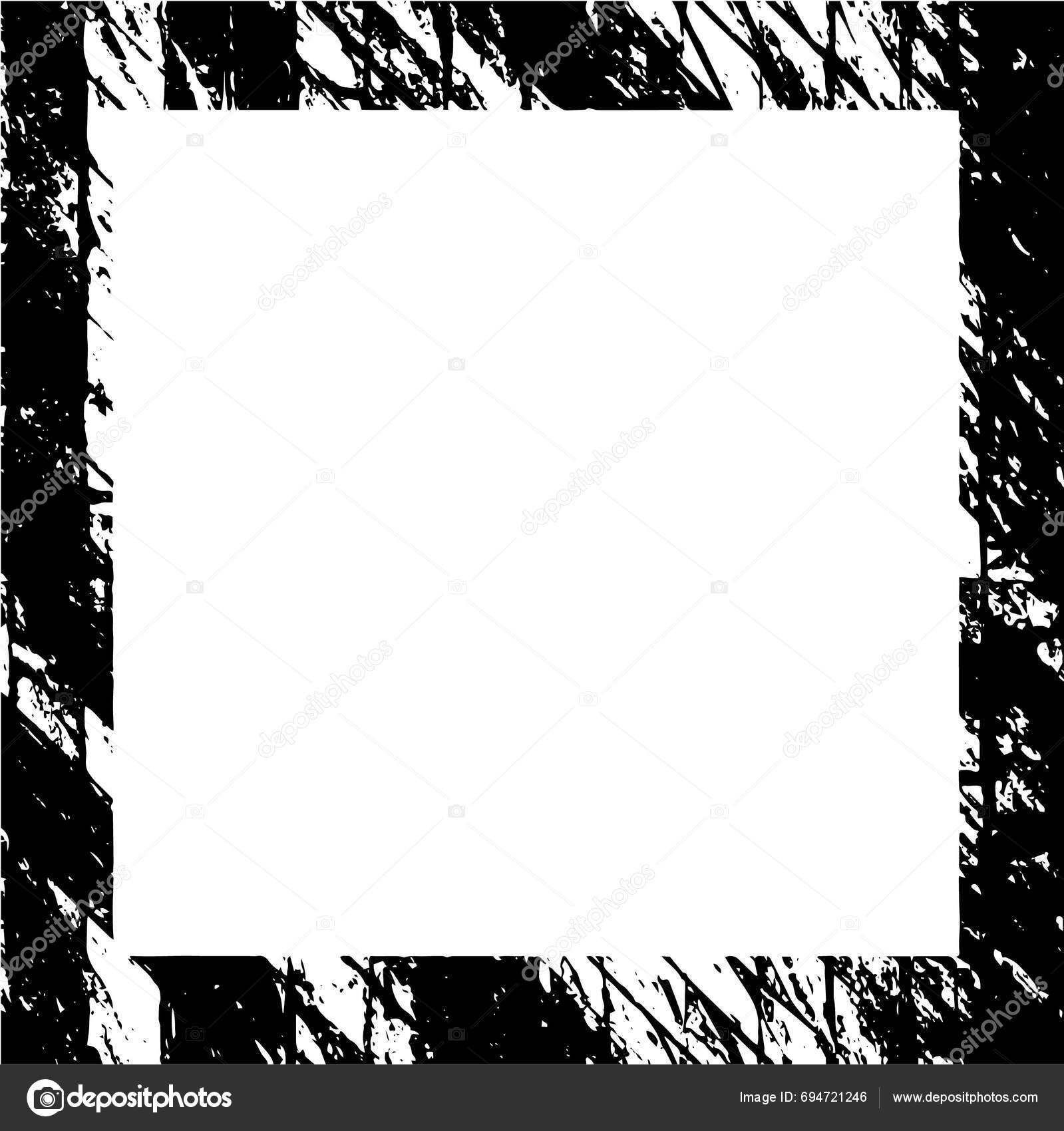 Grunge Texture Square Frame Background Black White Vector Illustration ...