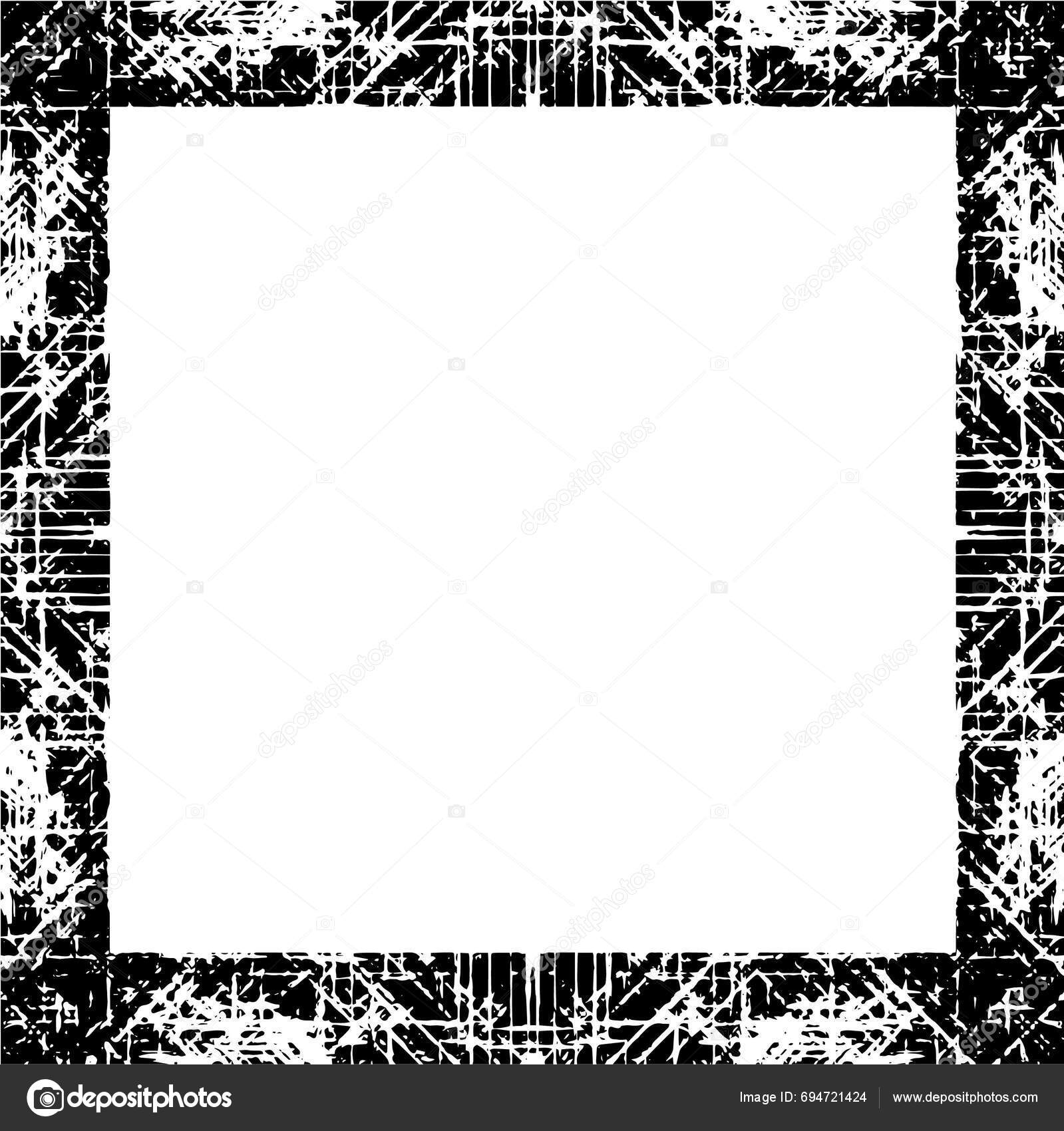 Grunge Texture Square Frame Background Black White Vector Illustration ...