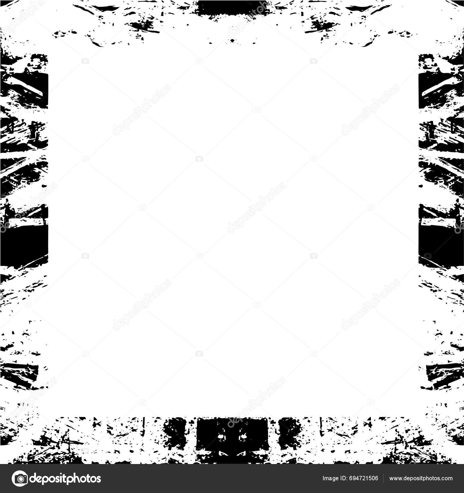 Grunge Texture Square Frame Background Black White Vector Illustration ...