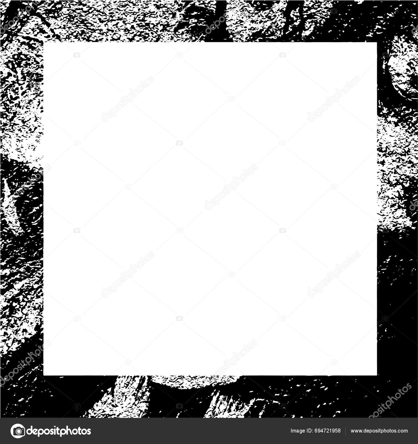 Grunge Texture Square Frame Background Black White Vector Illustration ...