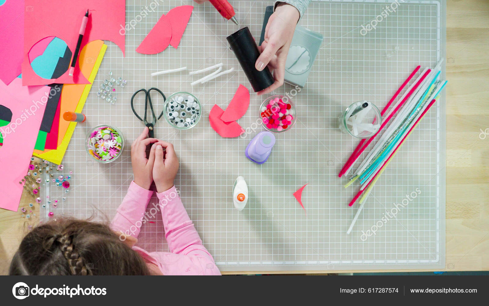 Flat Lay Kids Papercraft Making Paper Bugs Out Empty Toilet Stock Photo ...