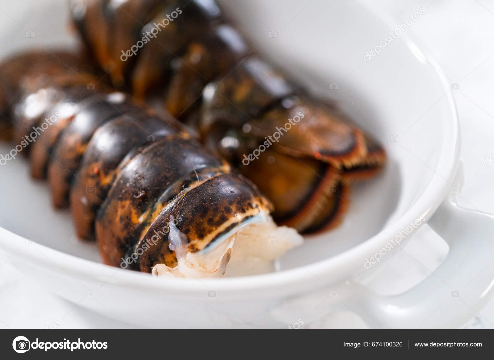 Preparing Raw Lobster Tails Make Garlic Lobster Tails — Stock Photo ...