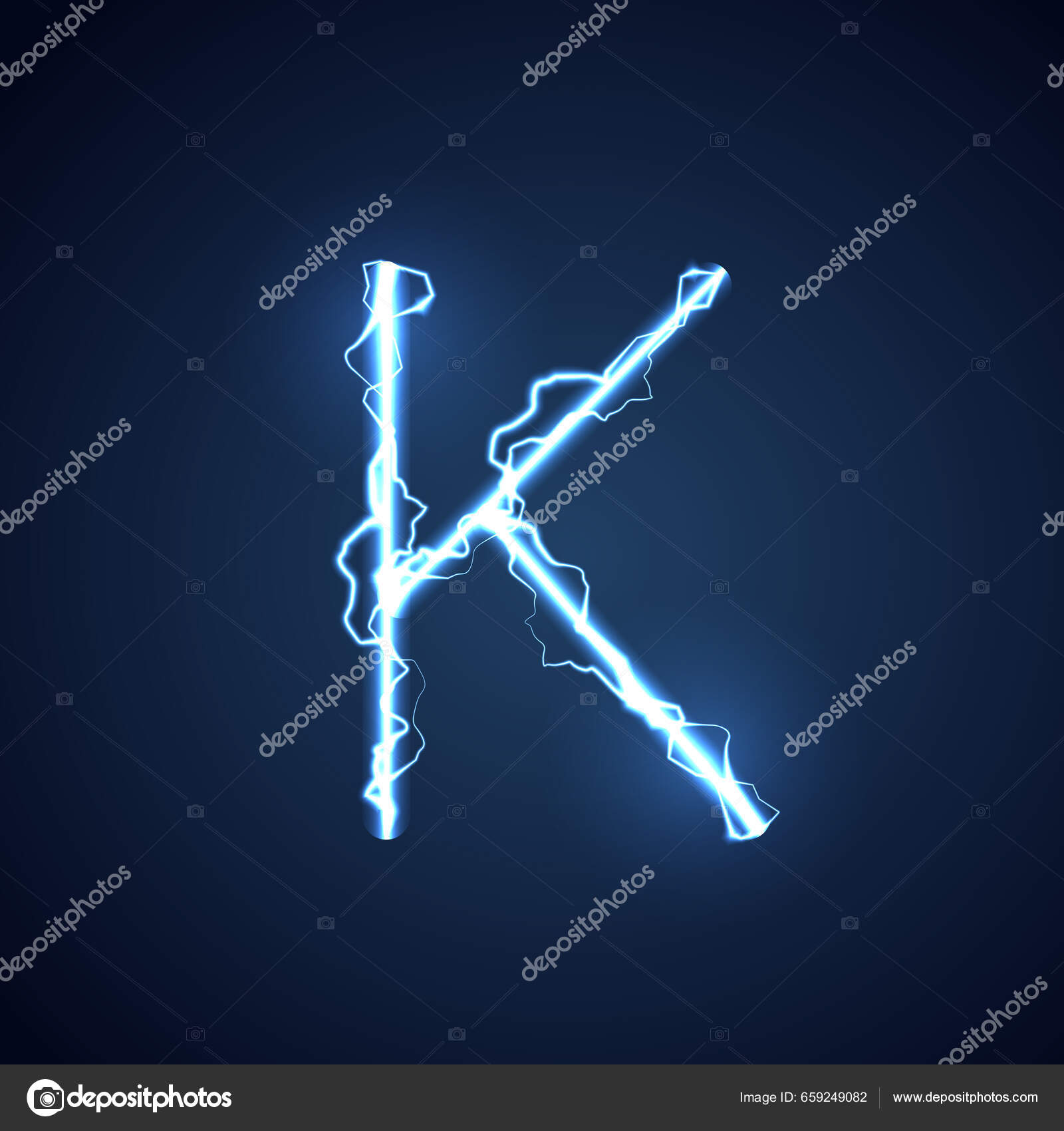 Letra Estilo Relámpago Azul Alfabeto Relámpago Trueno Perno Fuente ...