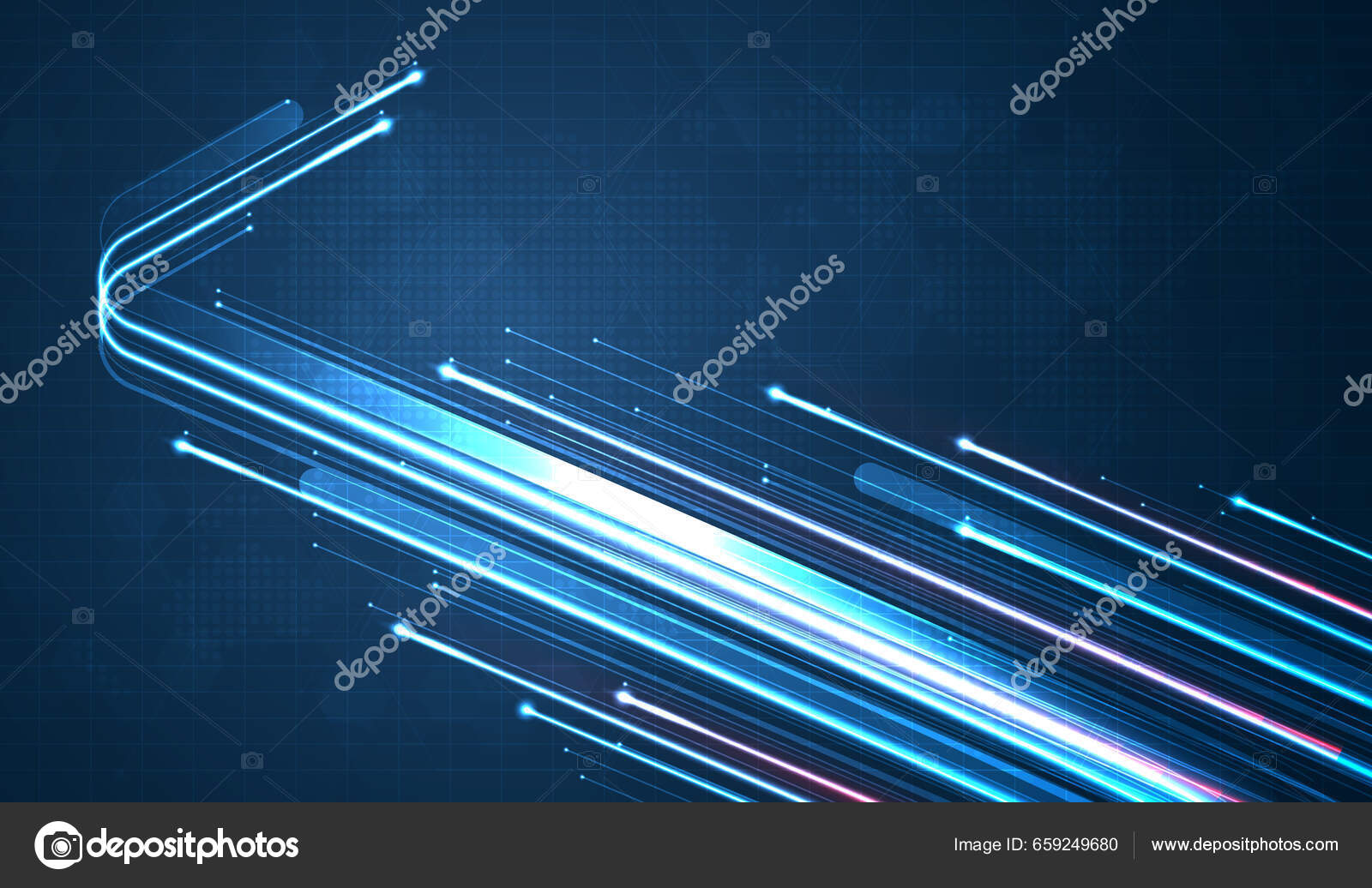 Blue Light Streak Fiber Optic Speed Line Futuristic Background ...