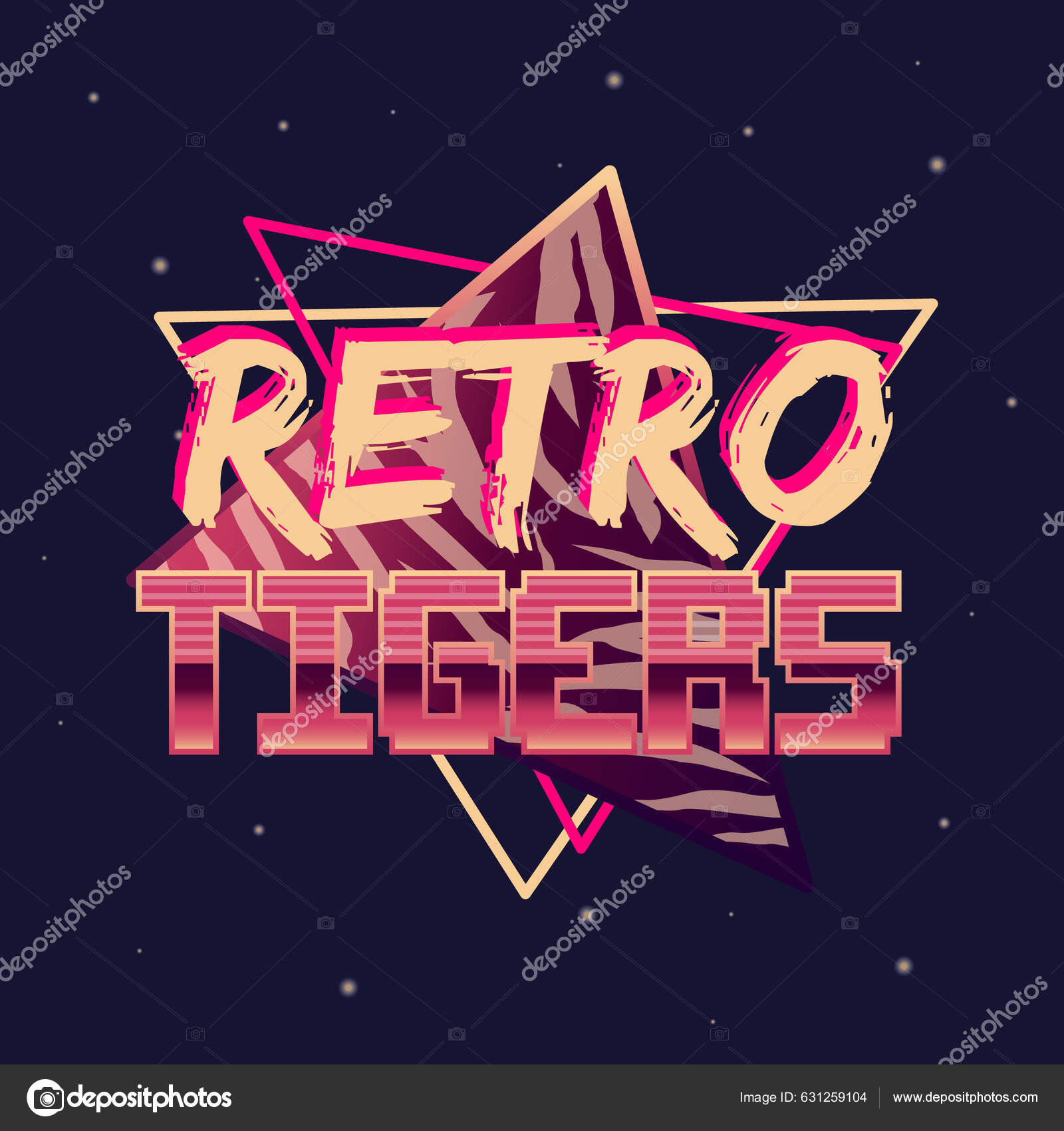 Retro 80S Logo Label Badge Tigers Pattern Retro Tigers Vector Stock ...