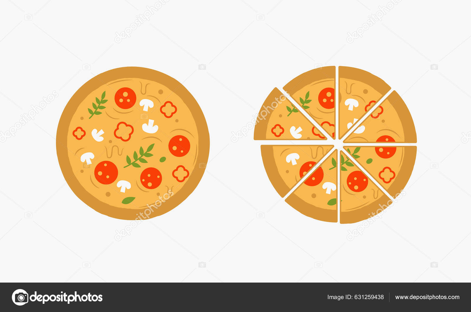 Pizza Icon Minimal Pizza Icons Fast Food Meal Element Logo Stock Vector ...