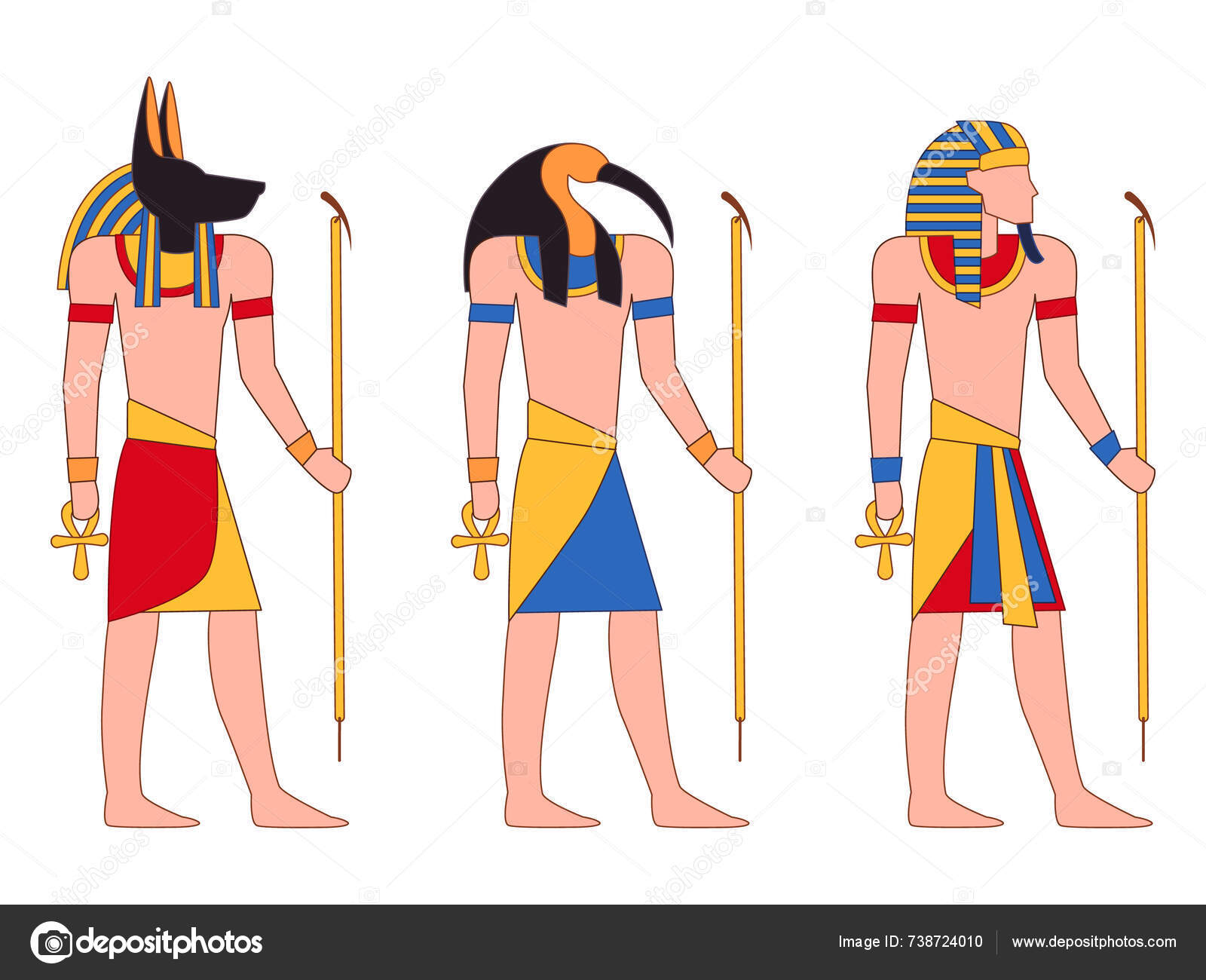 Egyptian God Goddess Deities Afterworld Ancient Egypt Anubis Thoth Pharaoh Stock Vector by ...