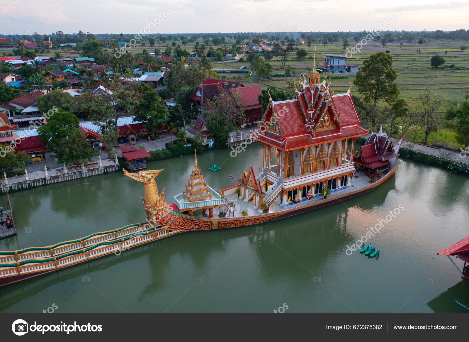 Aerial Top View Wat Phra Suphannahong Isan Pagoda Buddhist Temple Stock ...