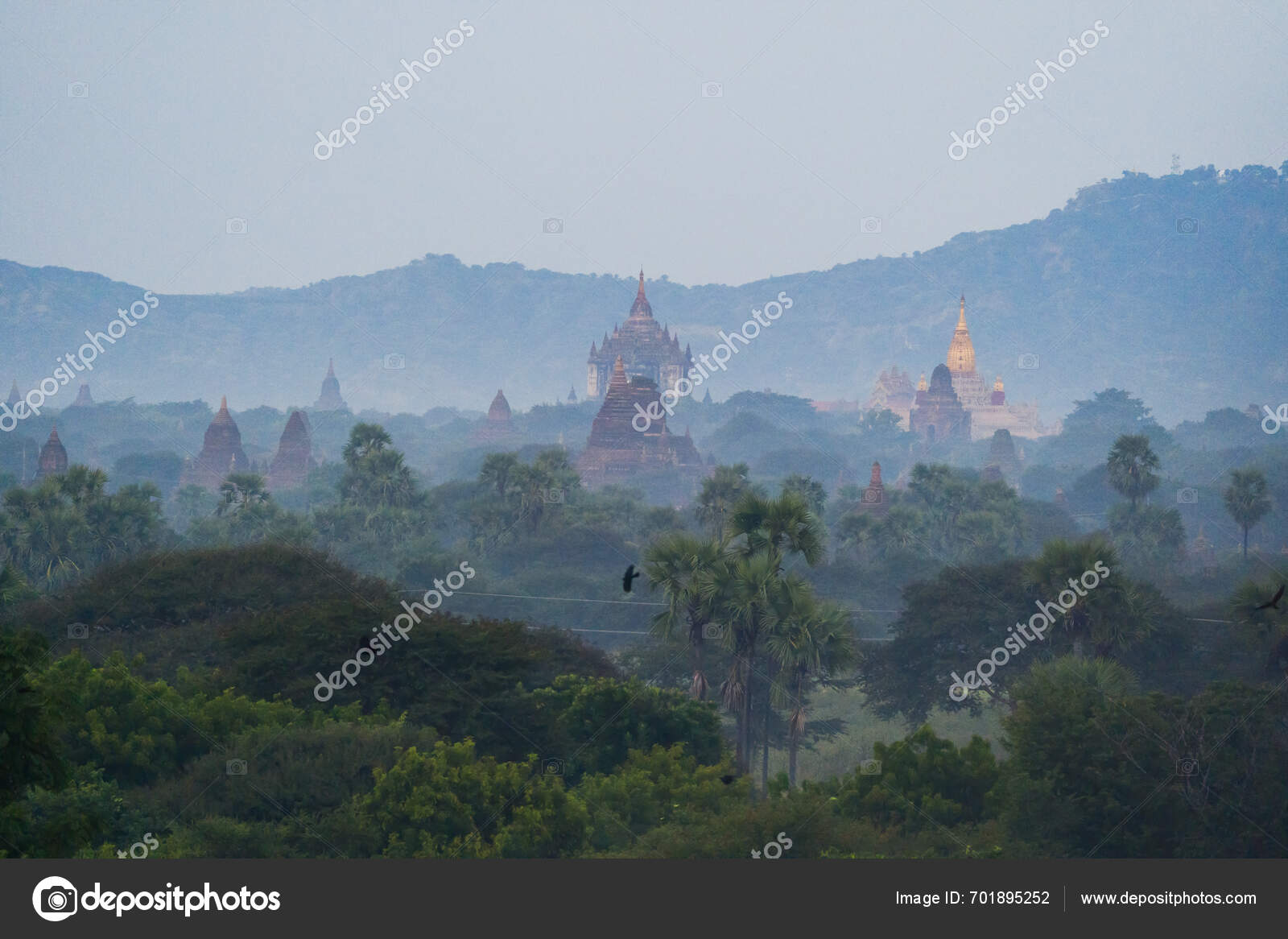 Aerial Top View Burmese Temples Bagan City Balloon Unesco World — Stock ...