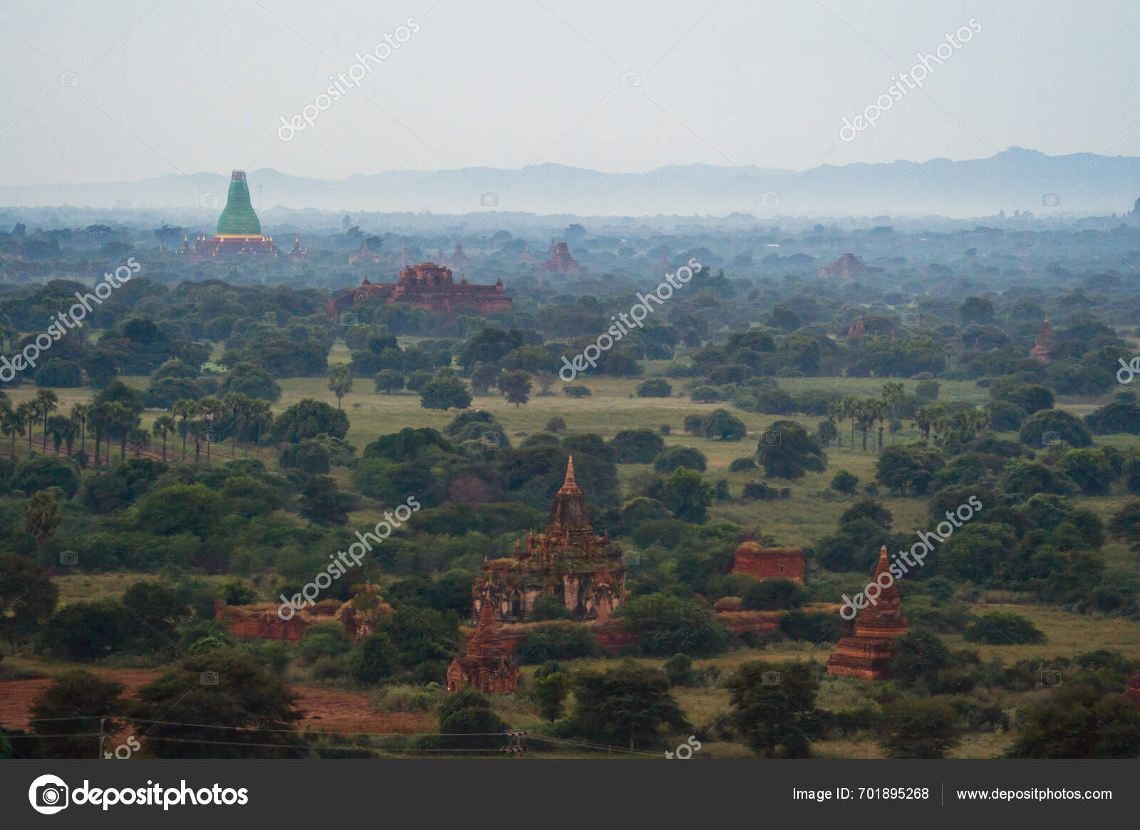 Aerial Top View Burmese Temples Bagan City Balloon Unesco World — Stock ...