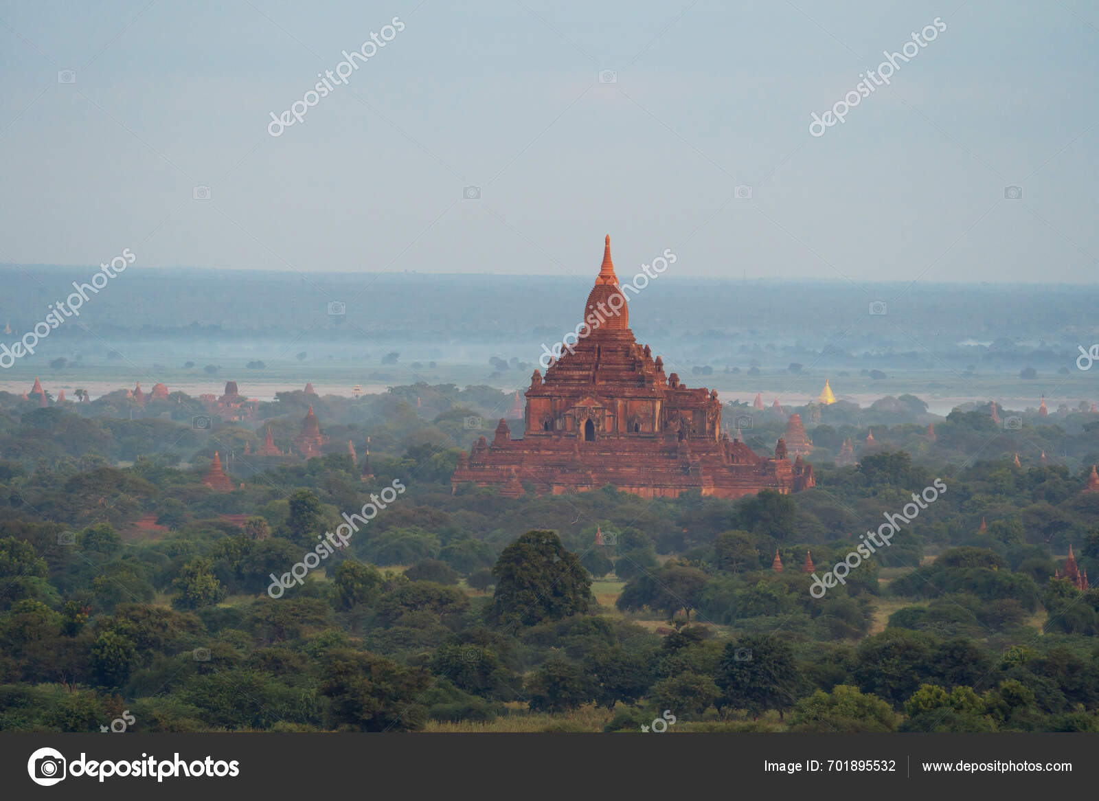 Aerial Top View Burmese Temples Bagan City Balloon Unesco World — Stock ...