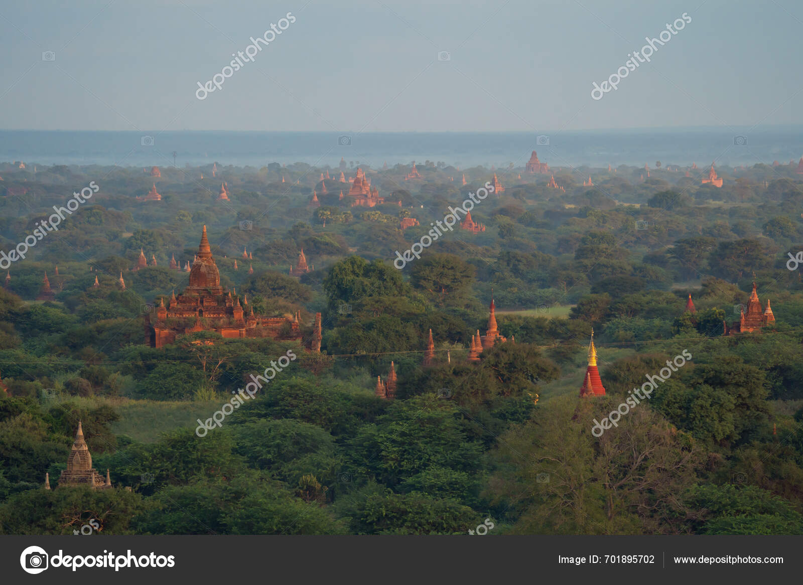 Aerial Top View Burmese Temples Bagan City Balloon Unesco World — Stock ...