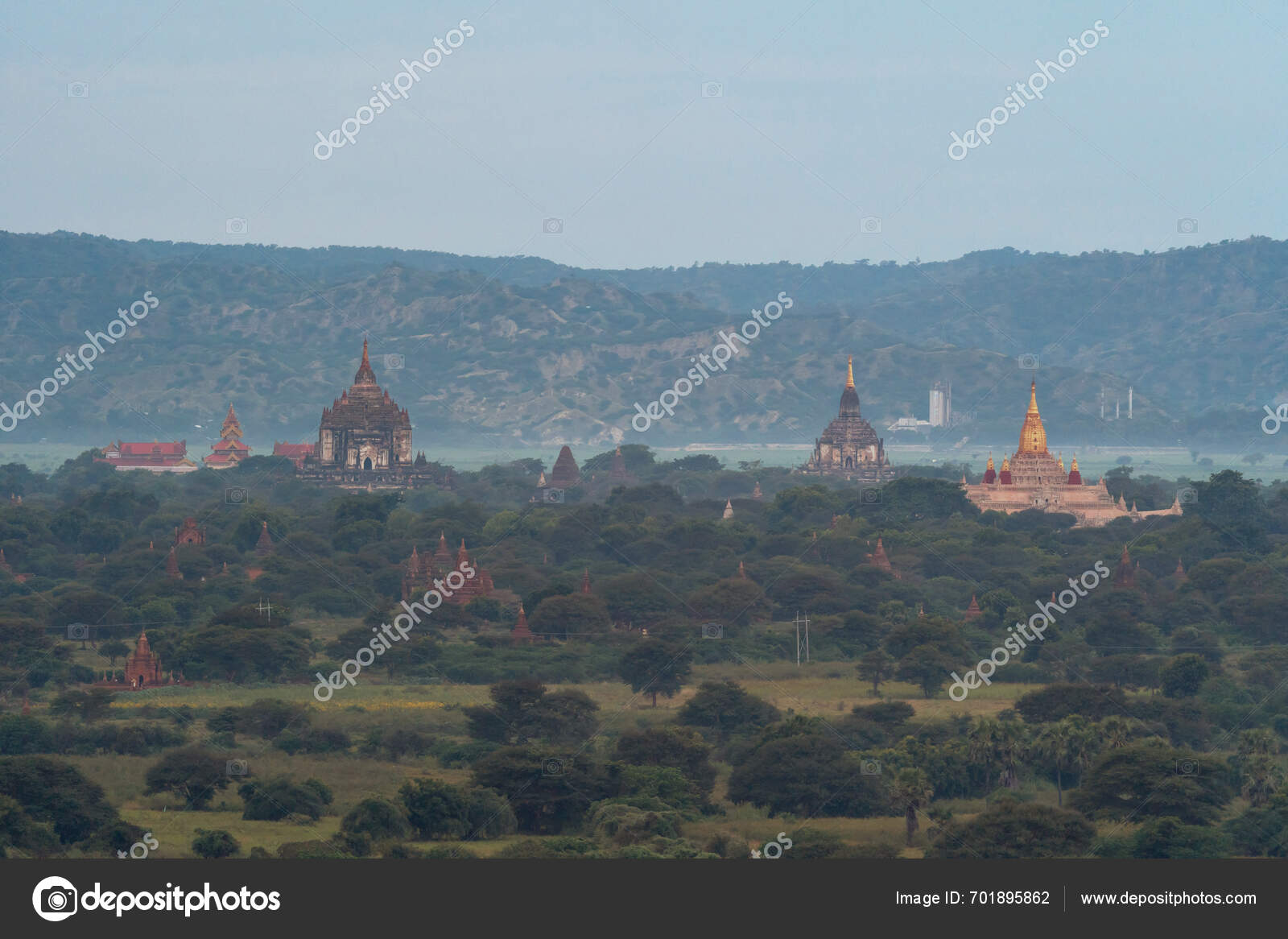 Aerial Top View Burmese Temples Bagan City Balloon Unesco World — Stock ...
