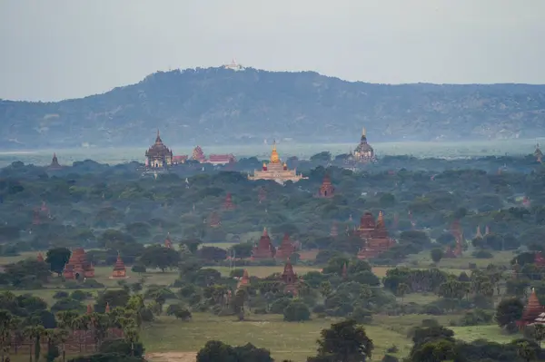 Aerial Top View Burmese Temples Bagan City Balloon Unesco World — Stock ...
