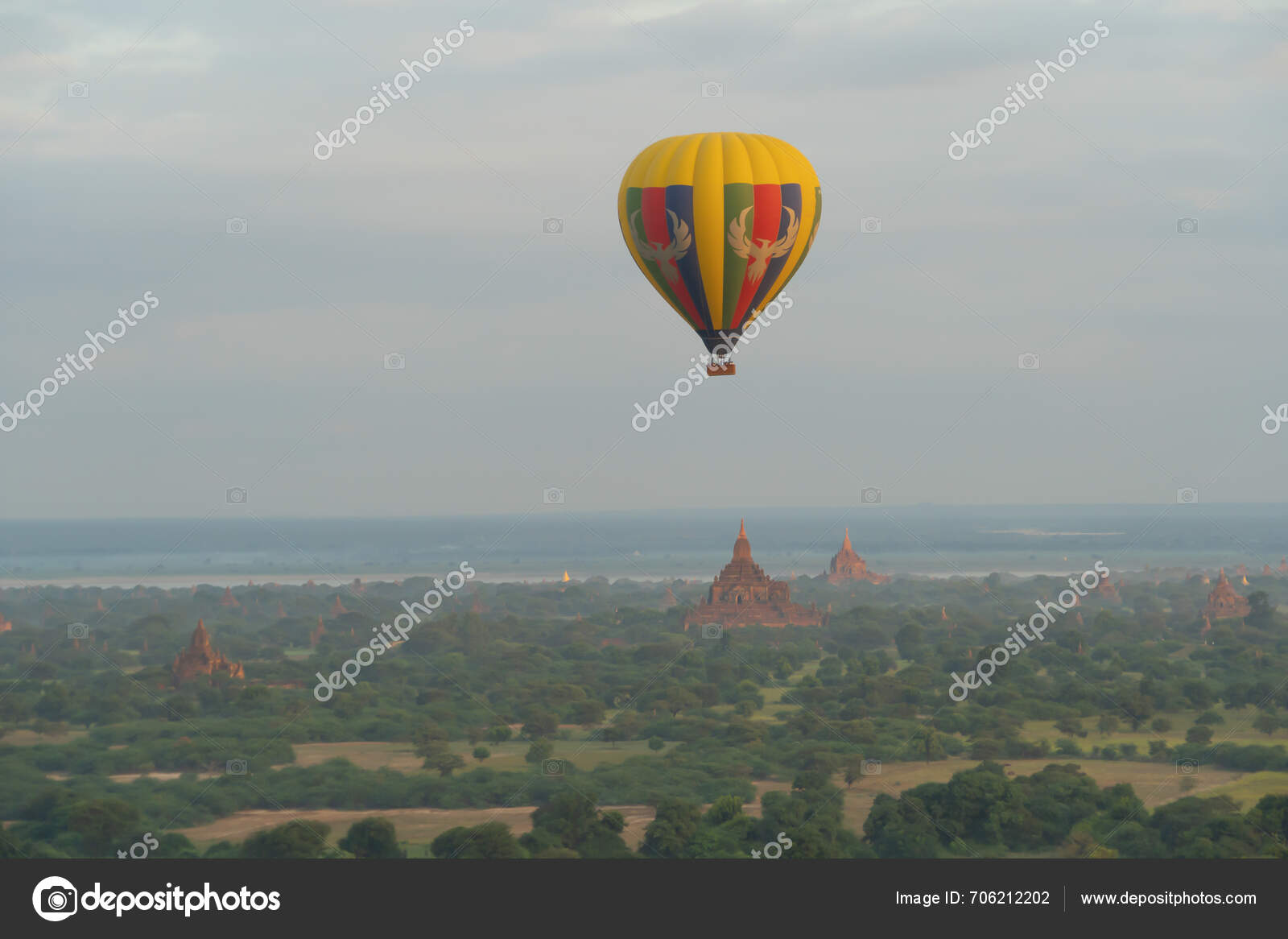 Balloons Flying Burmese Temples Bagan City Balloon Unesco World ...
