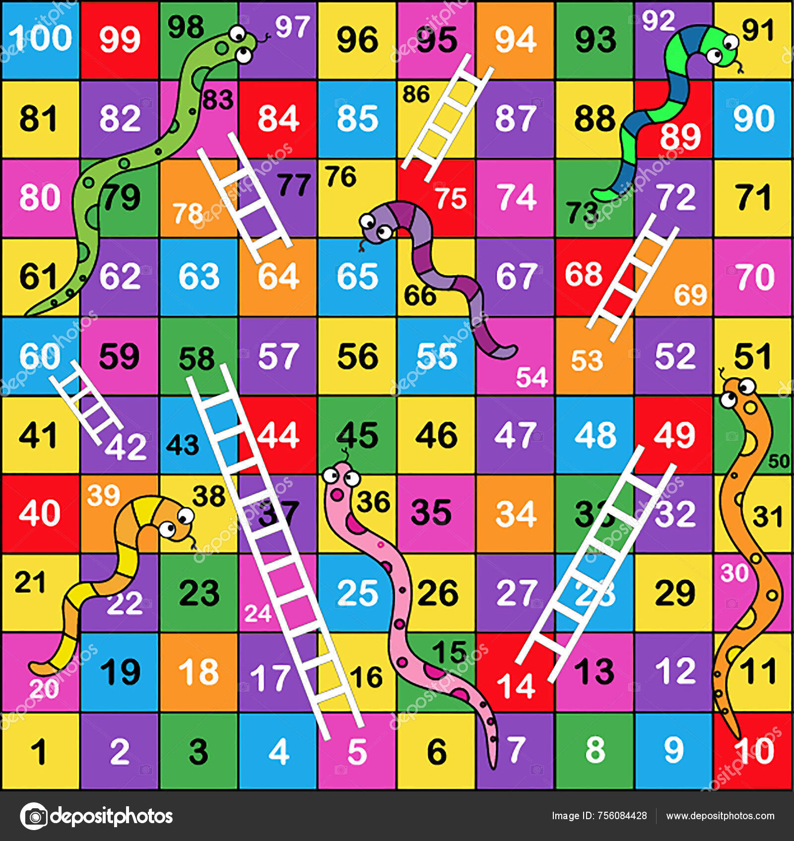 Juego Serpientes Escalera Marco Divertido Para Children Vector ...