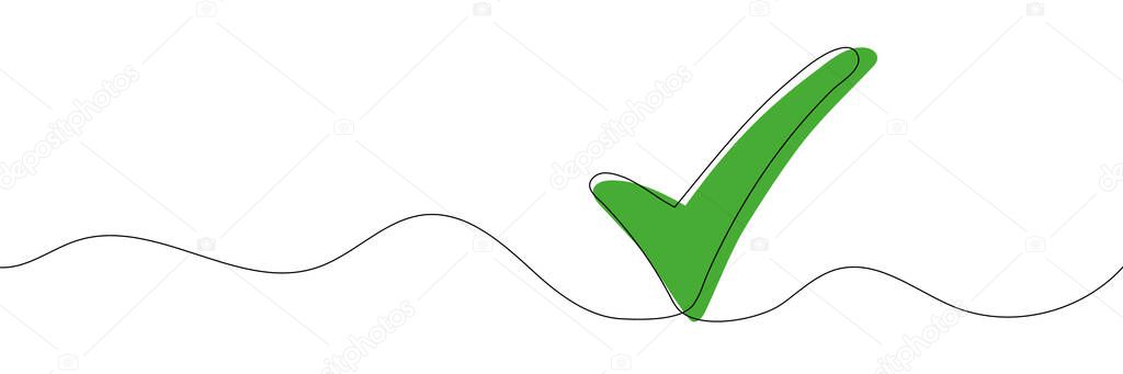 Continuous line drawing check mark icon. Single line confirmation icon ...