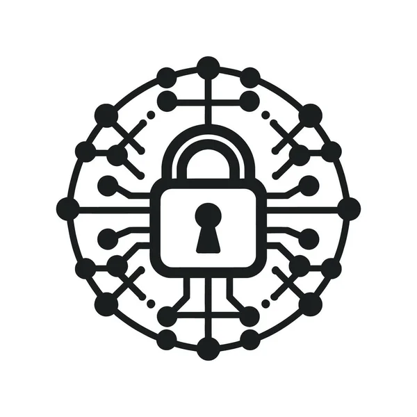 Black White Digital Security Icon Depicting Padlock Digital Circuit ...