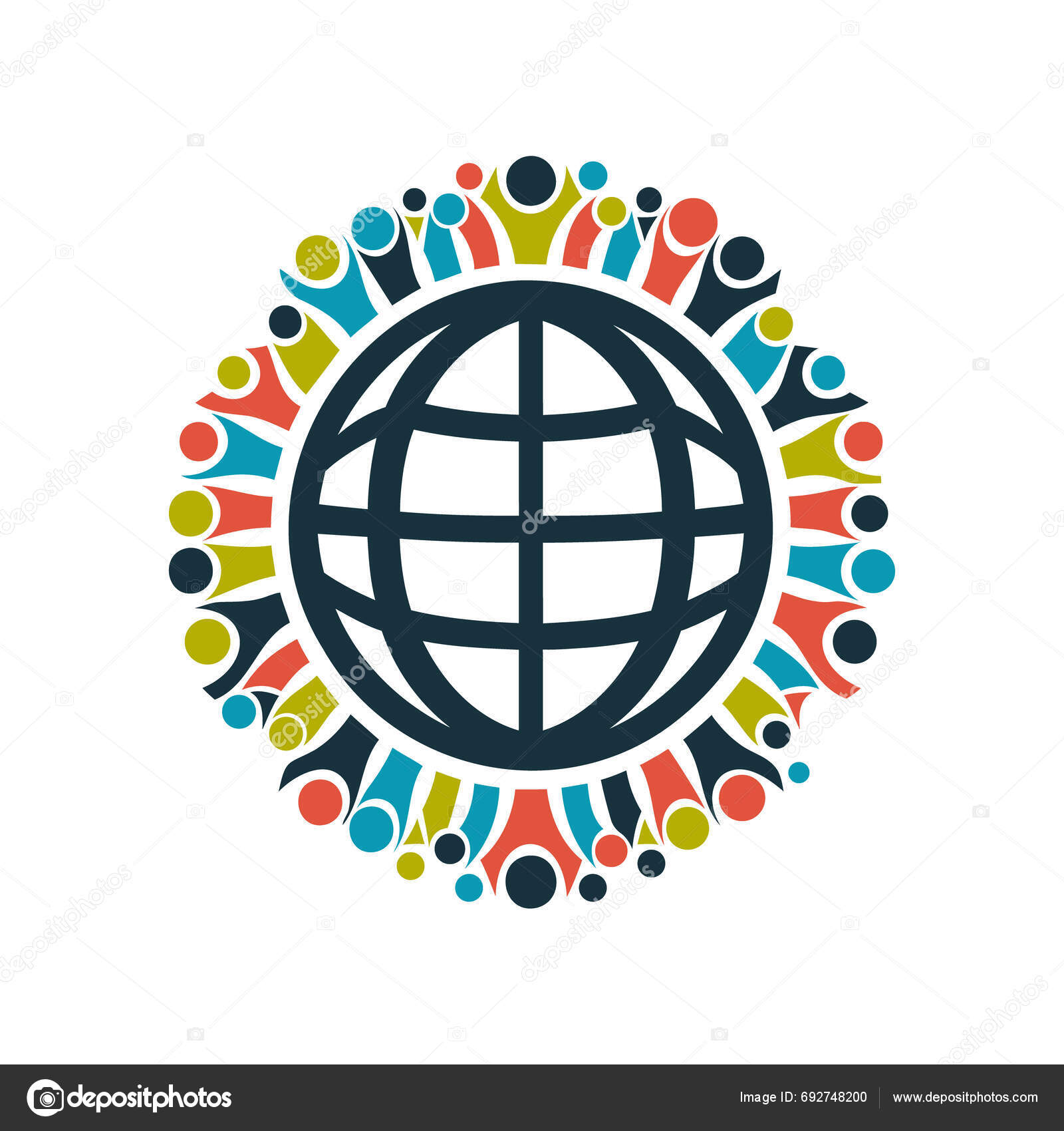 People Globe Unity Symbol Teamwork Concept Vector Illustration Stock ...