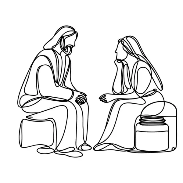 Folyamatos Egy Vonal Rajz Jézus Krisztusról Amint Megölel Egy Gyermeket ...