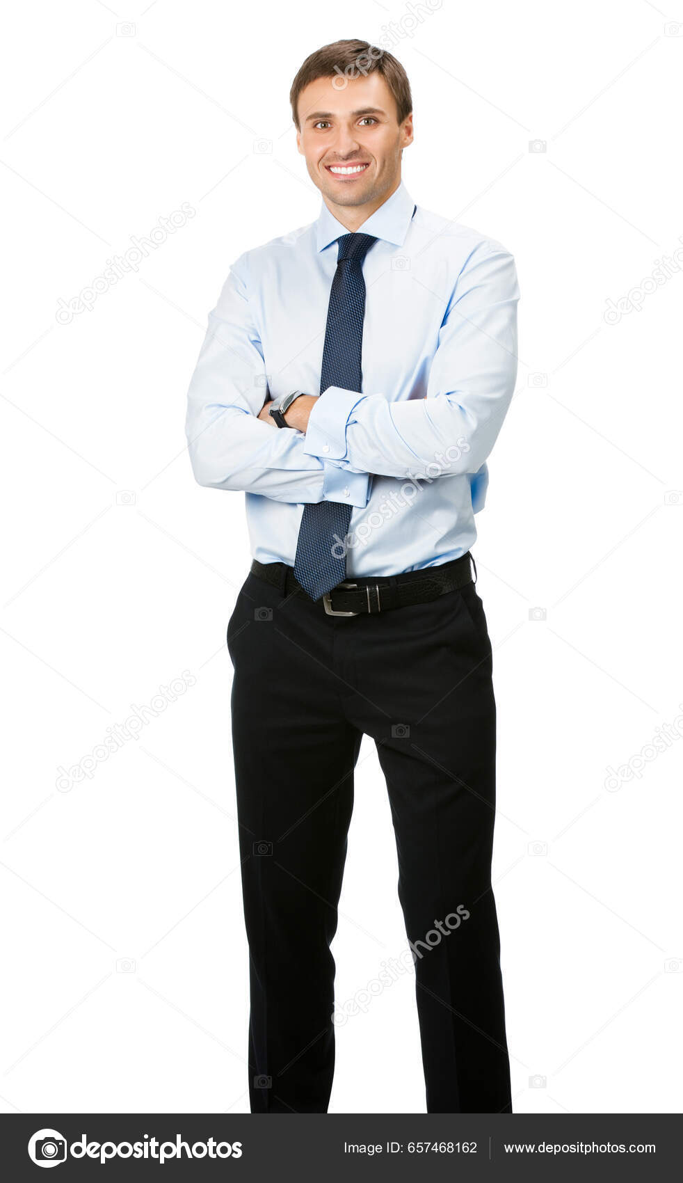 Full Body Portrait Young Happy Smiling Cheerful Business Man White ...