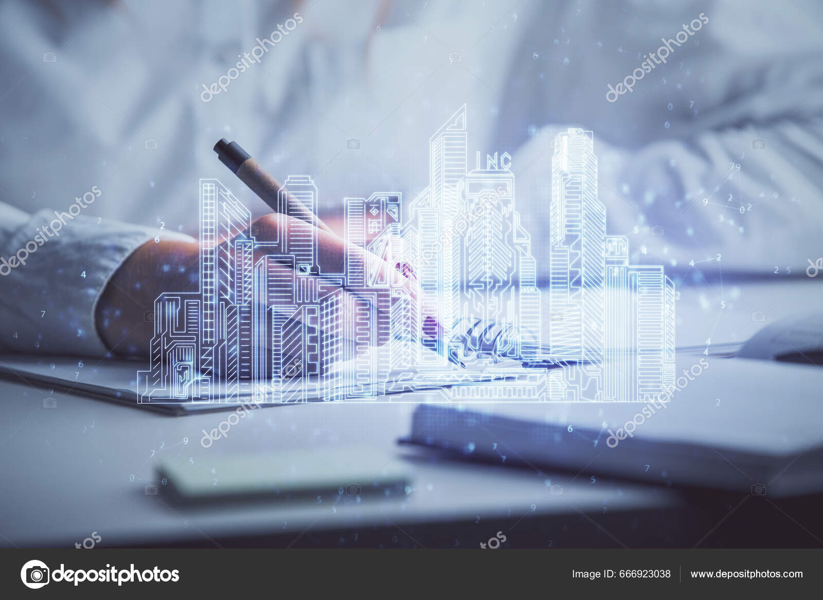 Iot Drawing Writing Hands Notepad Background Concept Smaert Home Multi ...