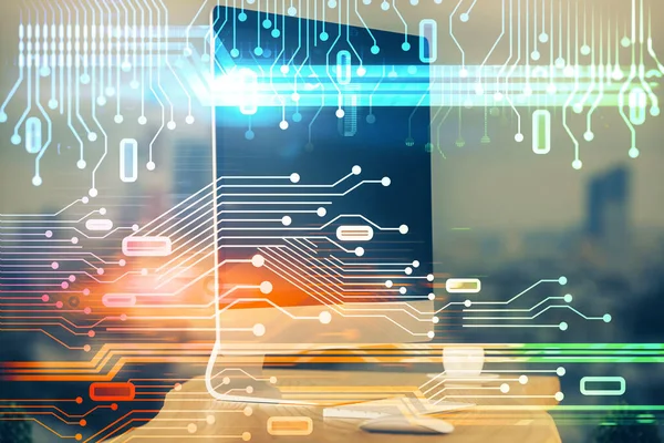 Multi Exposure Table Computer Background Data Theme Drawing Concept ...