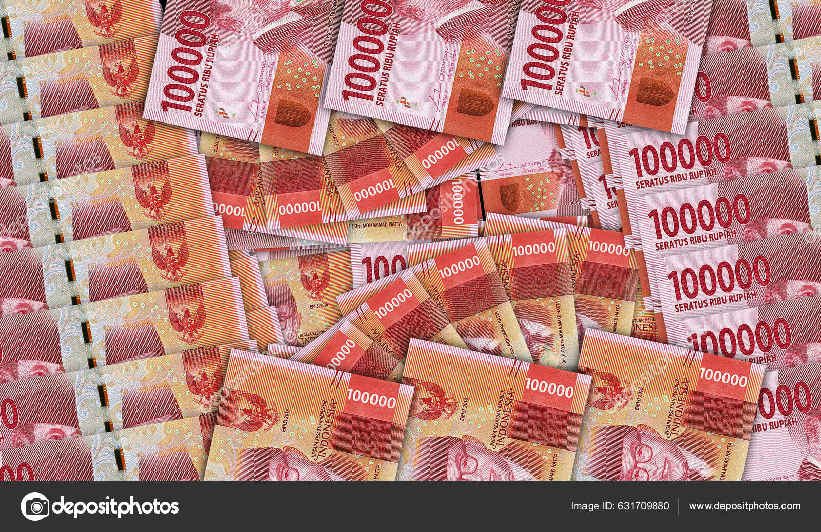 Indonesian Rupiah Banknotes Cash Fan Mosaic Pattern Indonesia 100000 ...