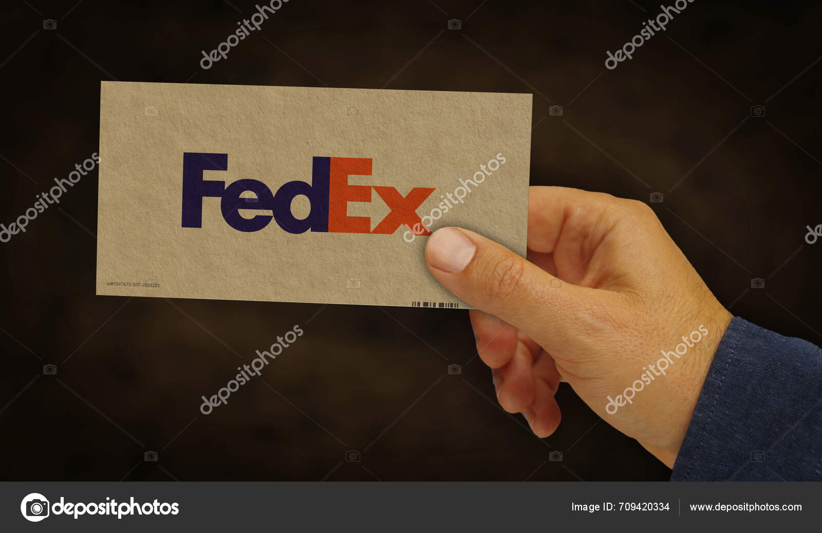 Poznan Poland March 2024 Fedex Delivery Box Hand Federal Express ...