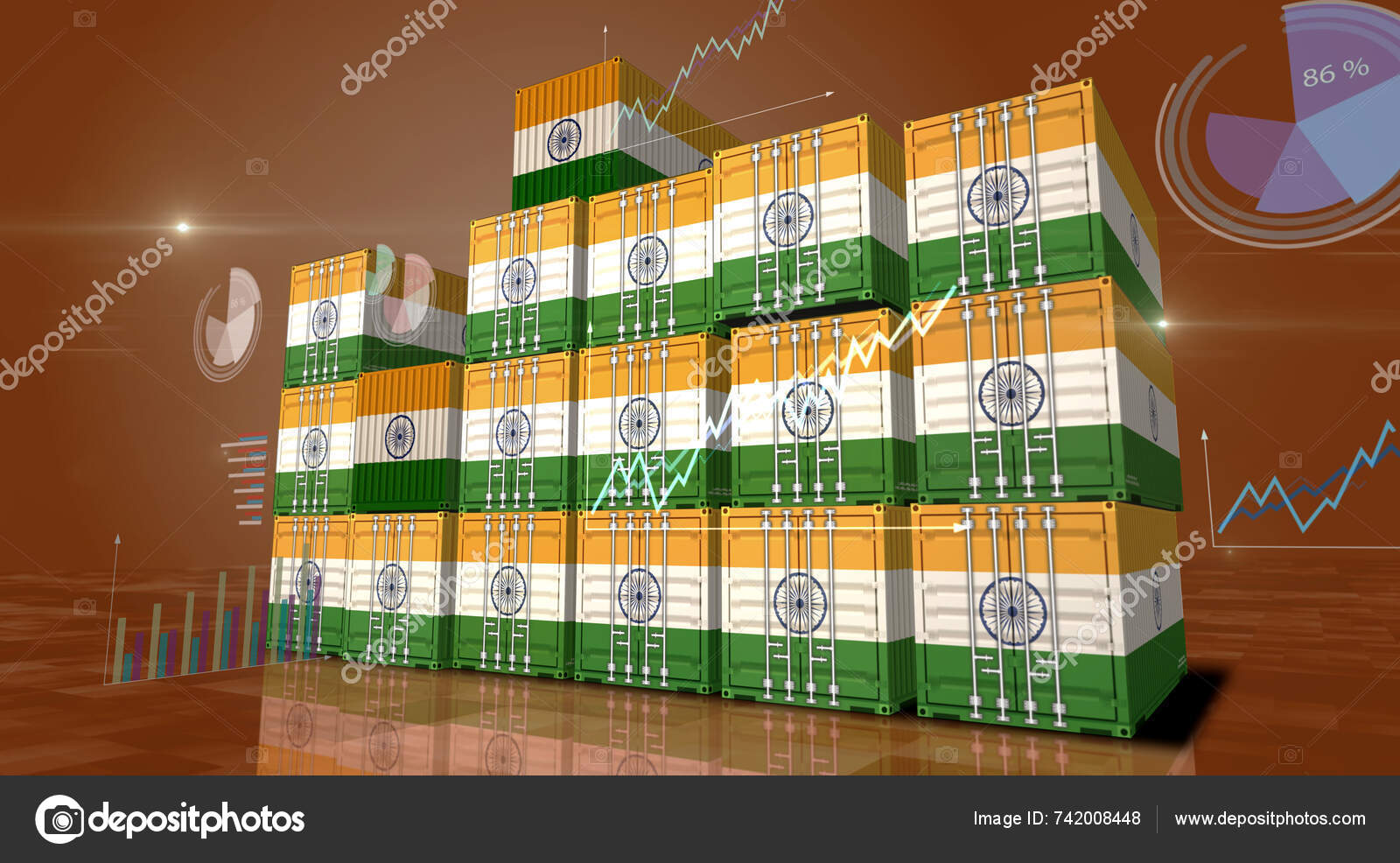 India Export Production Import Cargo Containers Charts Diagrams ...