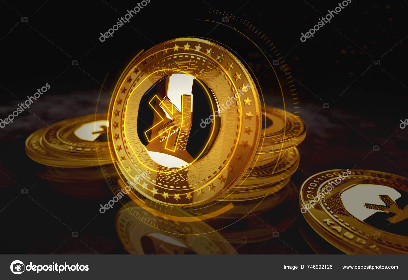 Poznan Poland September 2024 Kaspa Kas Cryptocurrency Gold Coin Green ...