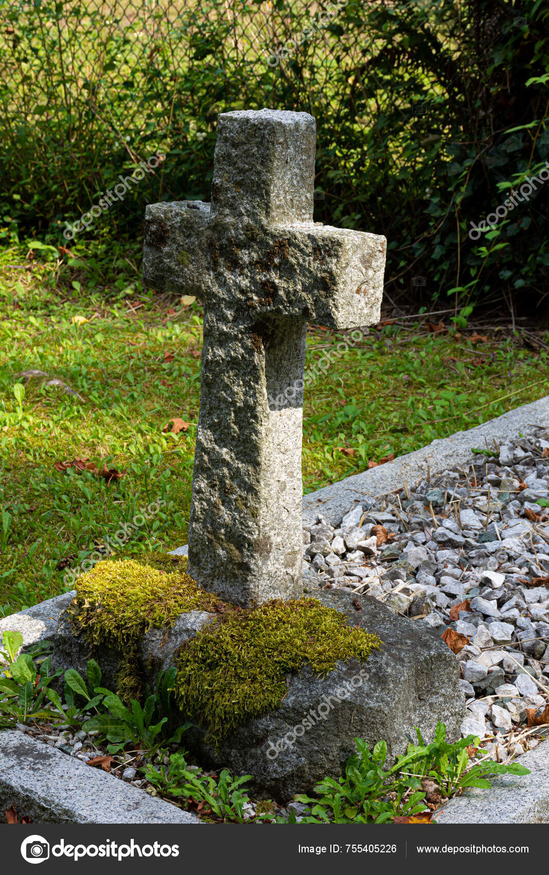 Image Old Weathered Stone Cross Unnamed Grave — Stock Photo ...