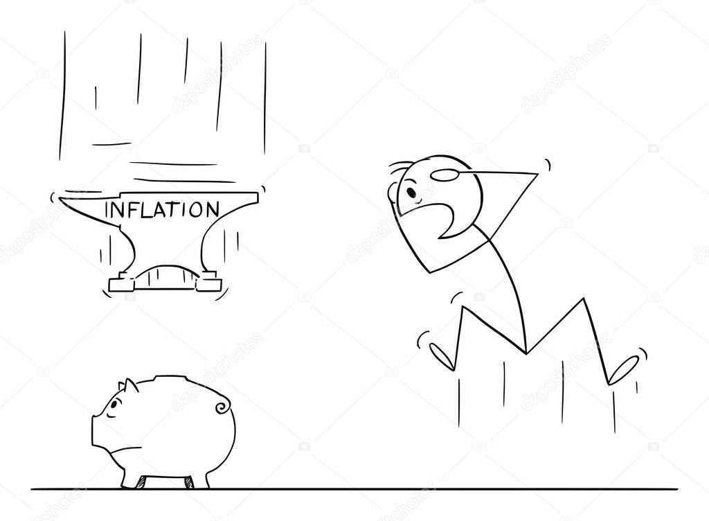 Person Shocked Inflation Hyperinflation Crushing His Savings Vector ...