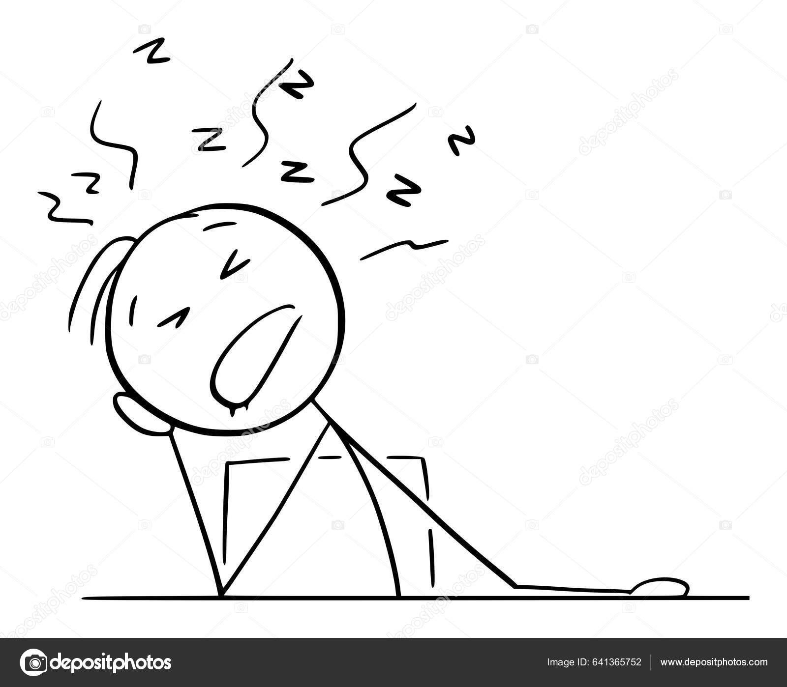 Persona Cansada Durmiendo Detrás Mesa Escritorio Figura Vectores ...