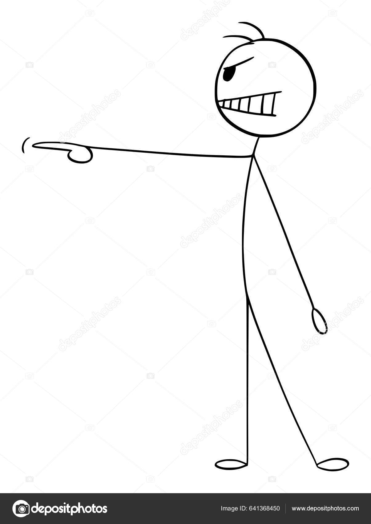 Angry Aggressive Person Businessman Pointing Something Side Vector ...