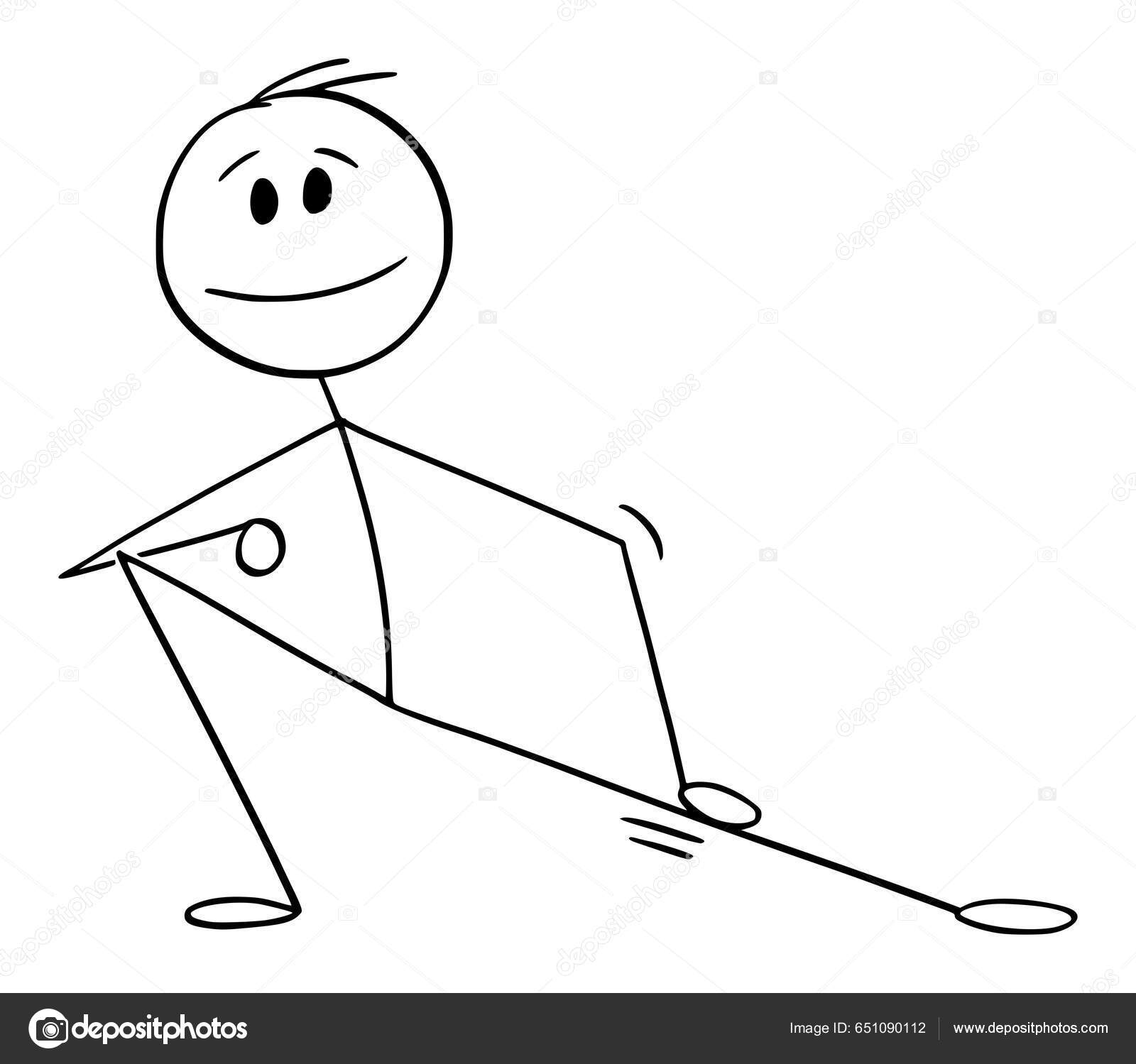 Pose Body Stretching Vector Cartoon Stick Figure Character Illustration ...