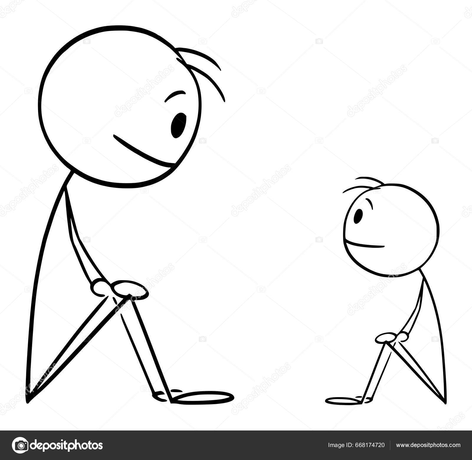 Velký Malý Při Pohledu Sebe Vektorová Kreslená Postava Tyčka Nebo Stock ...