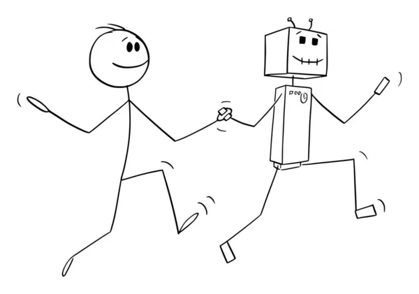 Two Stick Figures Running