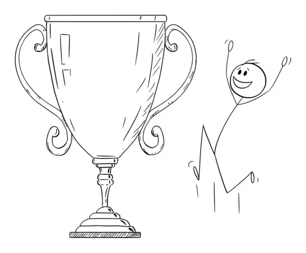 Team Celebrating Trophy Victory Cup Award Vector Cartoon Stick Figure ...
