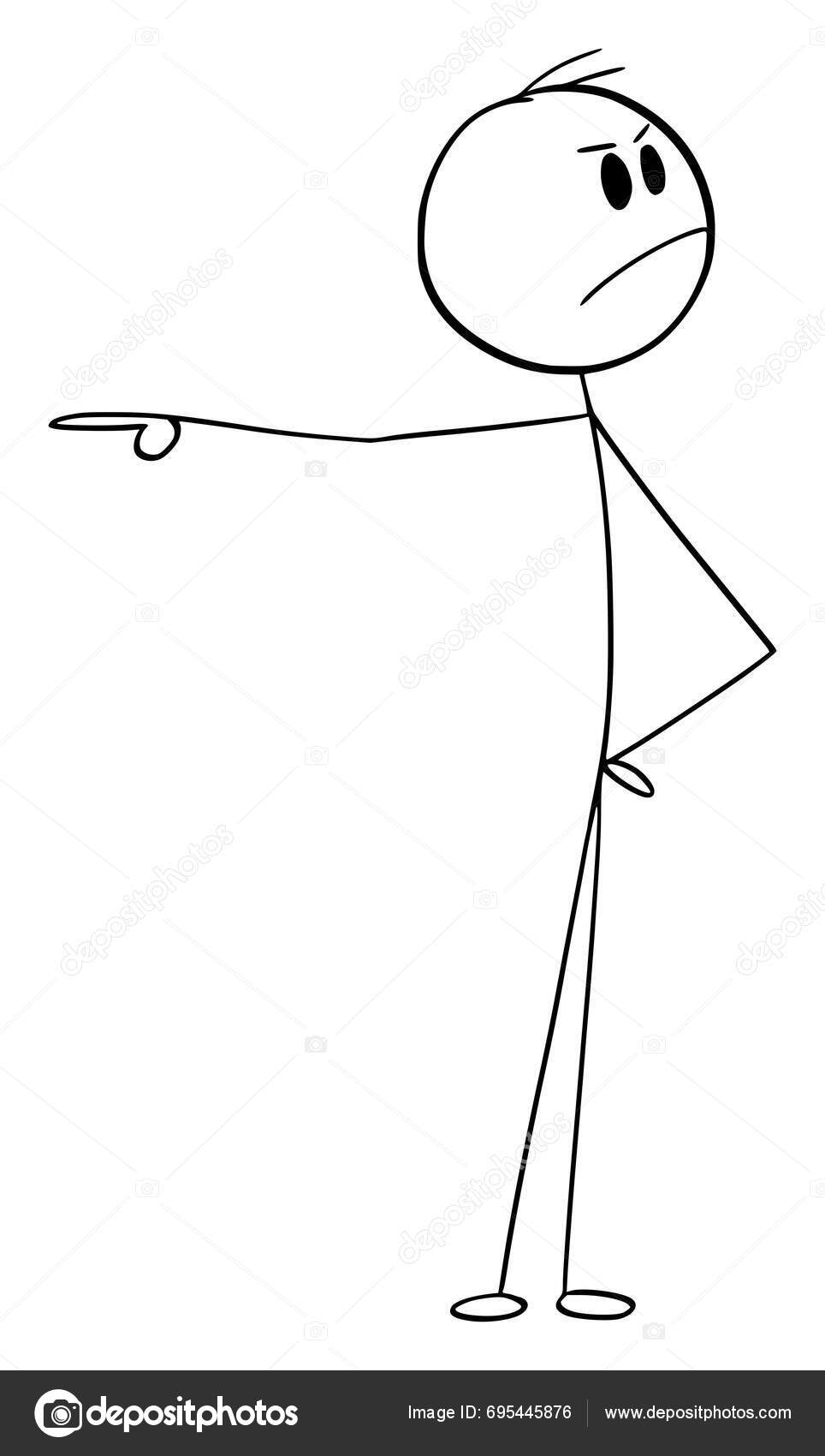 Striktní Nebo Naštvaný Člověk Ukazuje Něco Vektorová Kreslená Postava ...