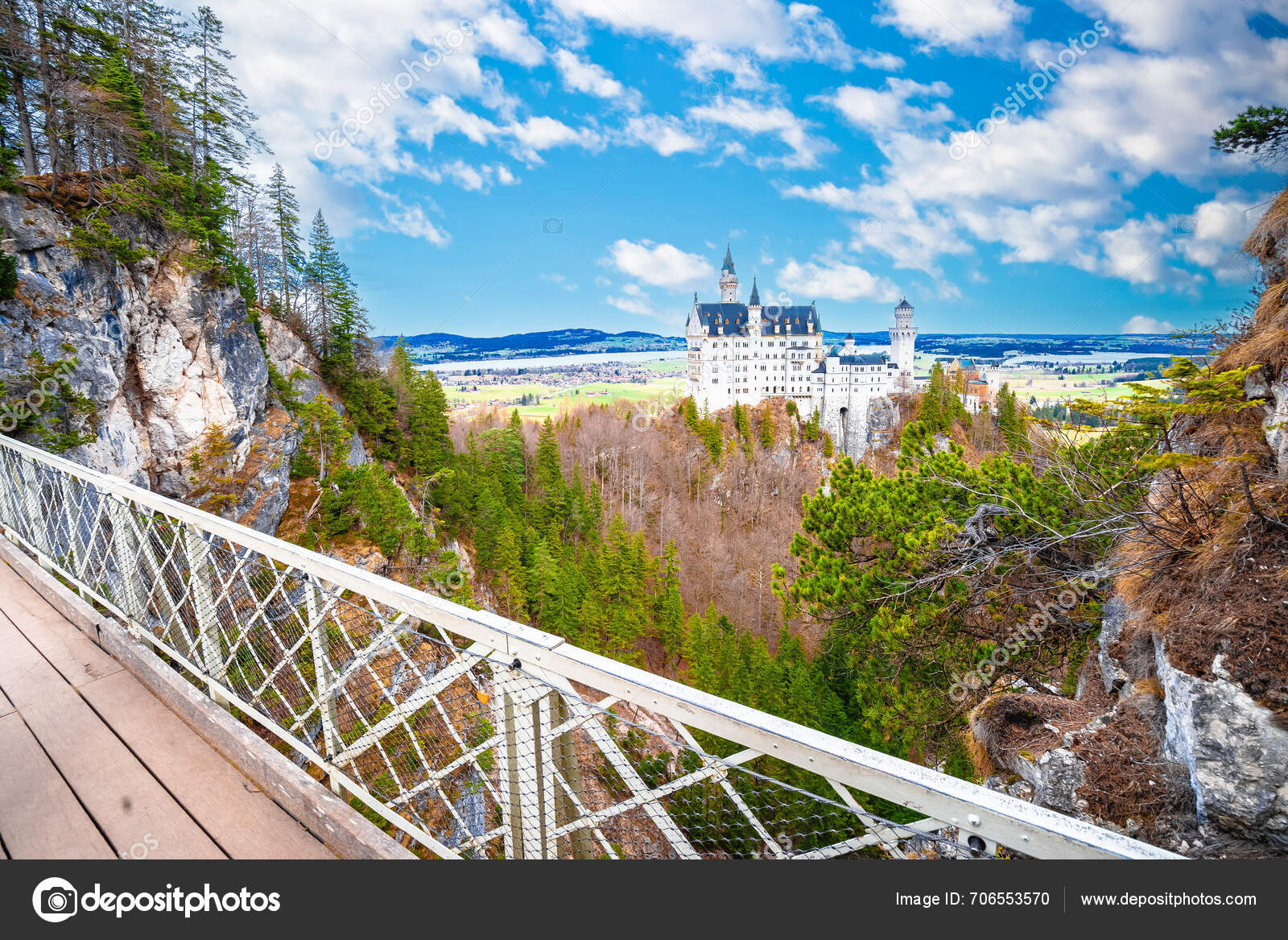 Neuschwanstein Castle Marienbrucke Bridge View Bavaria Region Germany ...