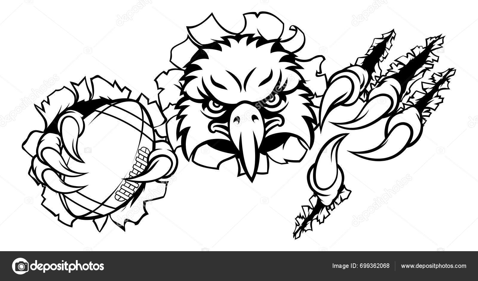 Eagle Bird American Football Sports Mascot Cartoon Character Ripping ...
