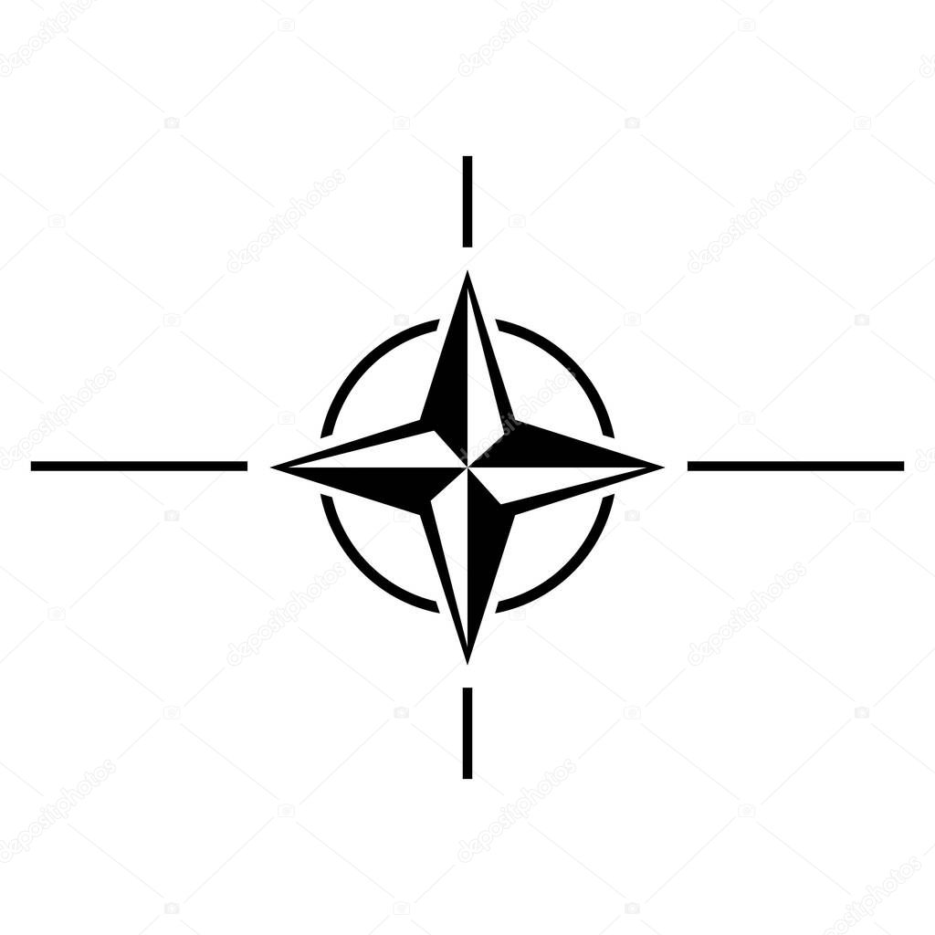 Símbolo OTAN. Firma de la bandera de la Organización del Tratado Atlántico Norte. Vector aislado ...