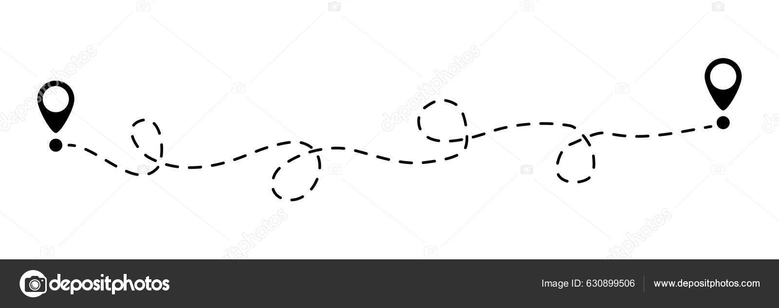 Pin Map Dotted Line Navigation Pointers Destination Sign Vector Illustration Stock Vector Image ...