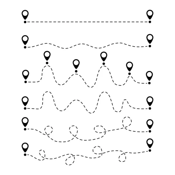 Pin Map Dotted Line Navigation Pointers Destination Sign Vector ...