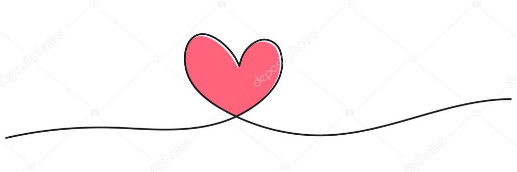Arte de línea de corazón continuo. Símbolo de contorno de amor. Día de ...