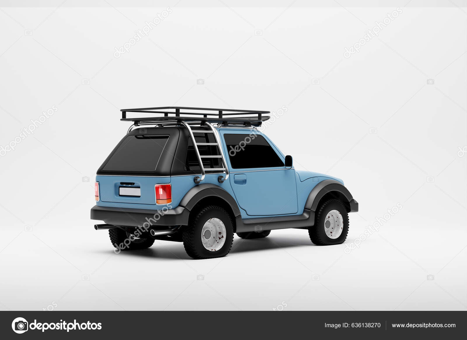 Powerful Blue Road Car 4X4 Safari Expedition Roader Back View — Stock ...