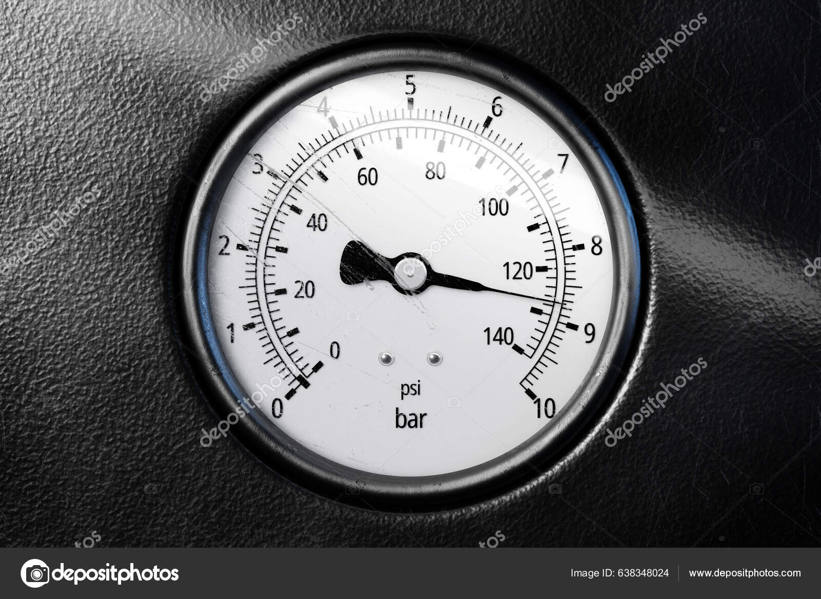 Temperature Gauge Isolated Black Panel Circular Barometer Indicator ...