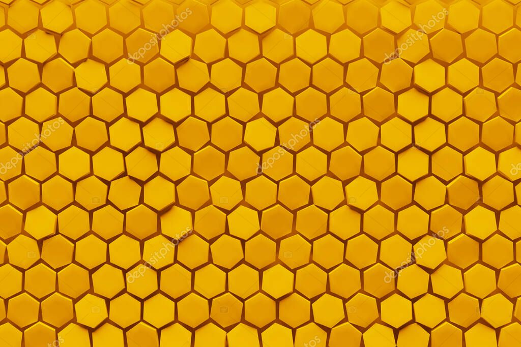 3d ilustración de un panal de abeja amarillo monocromo panal para miel ...